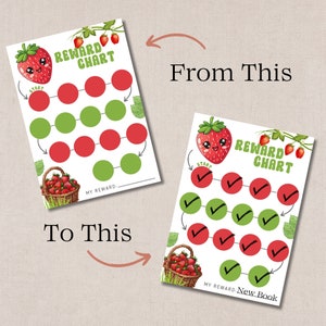 Reward Chart Printable for Kids, Strawberry Reward Chart, Fun Behavior ...