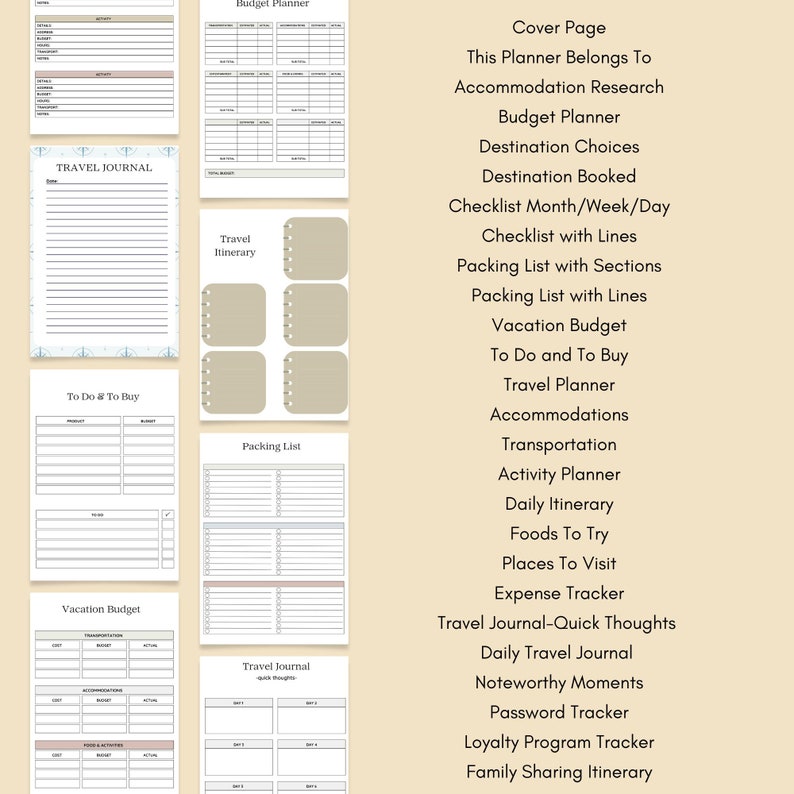 Travel Planner, Printable Vacation Planner, Summer Vacation Printable ...