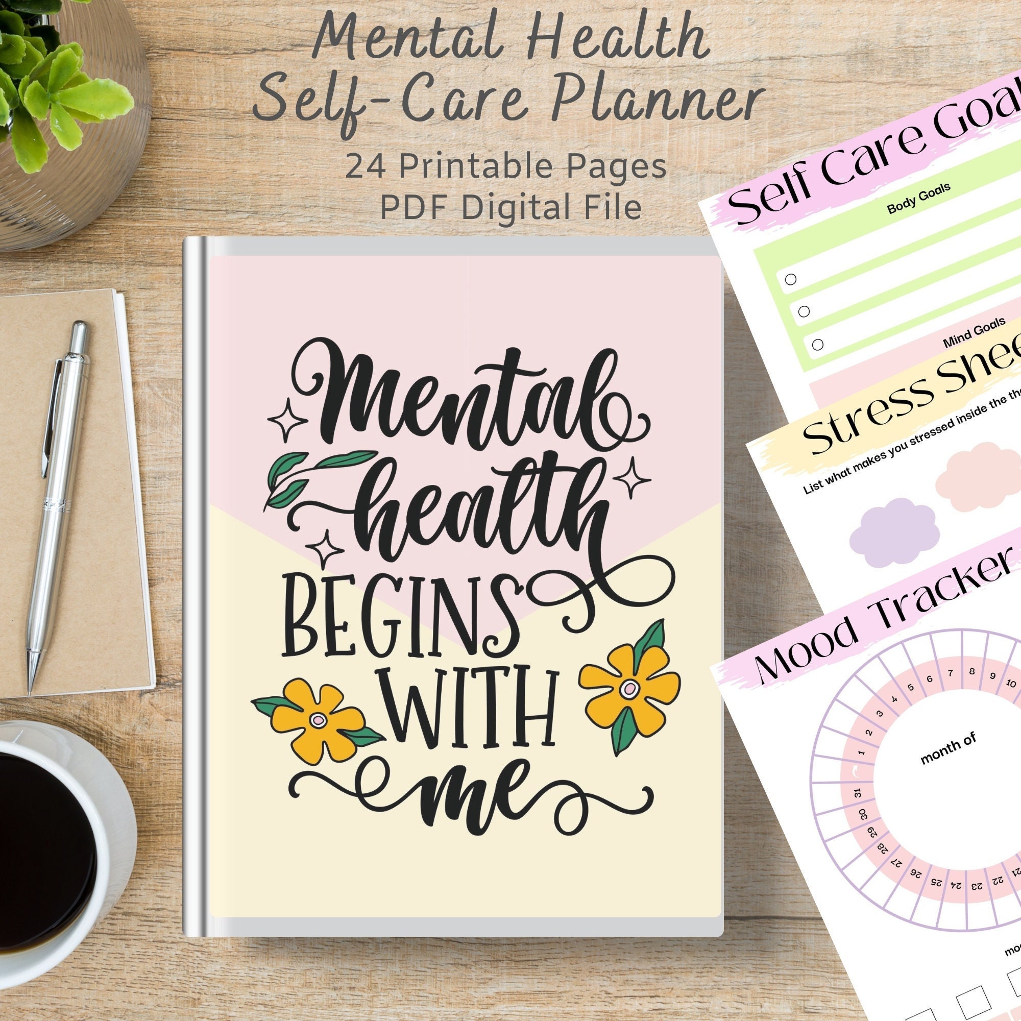 Self Care Planner, Printable Self Care Journal, Anxiety Workbook ...