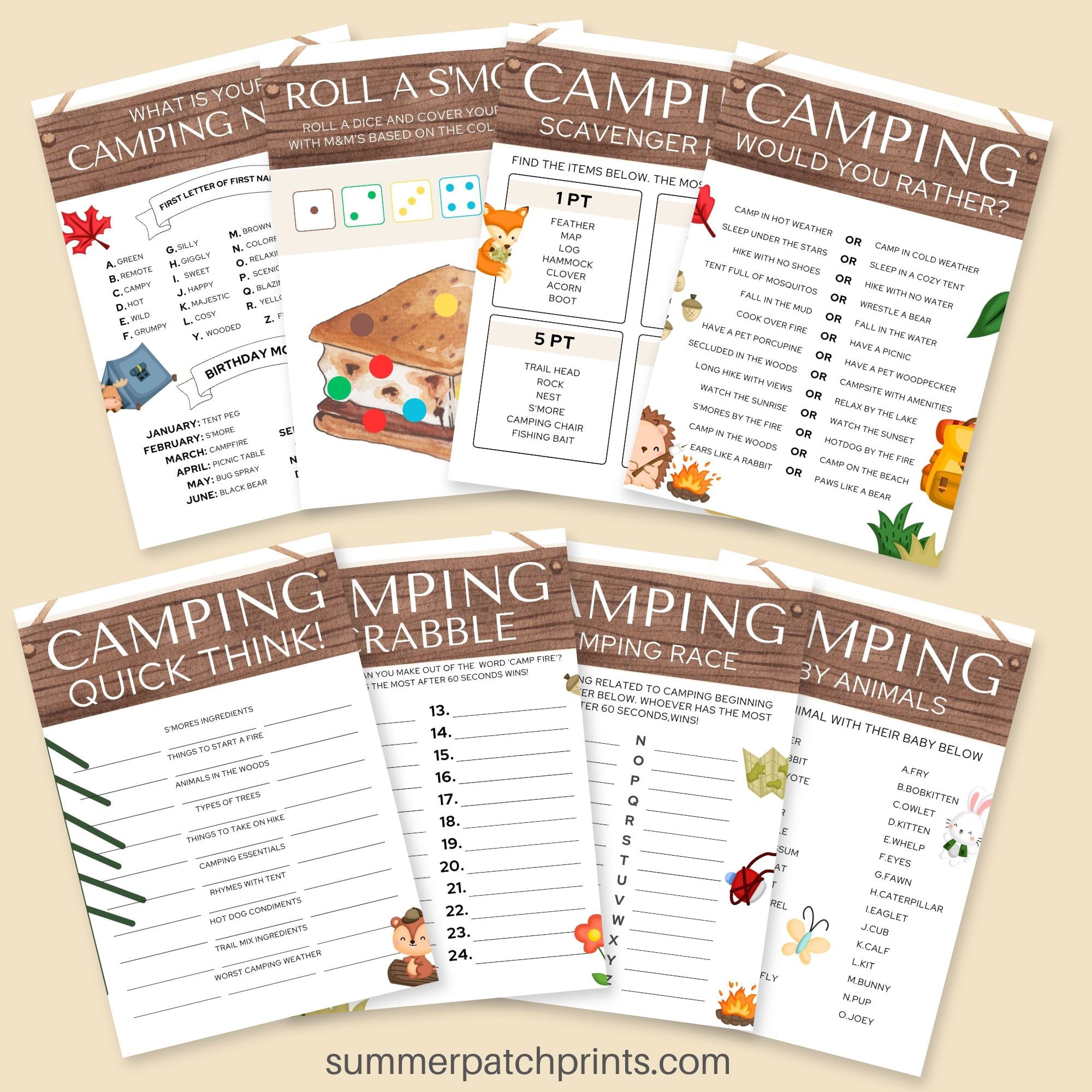 Camping Activity Pages, Printable Camping Games, Camping Activity ...