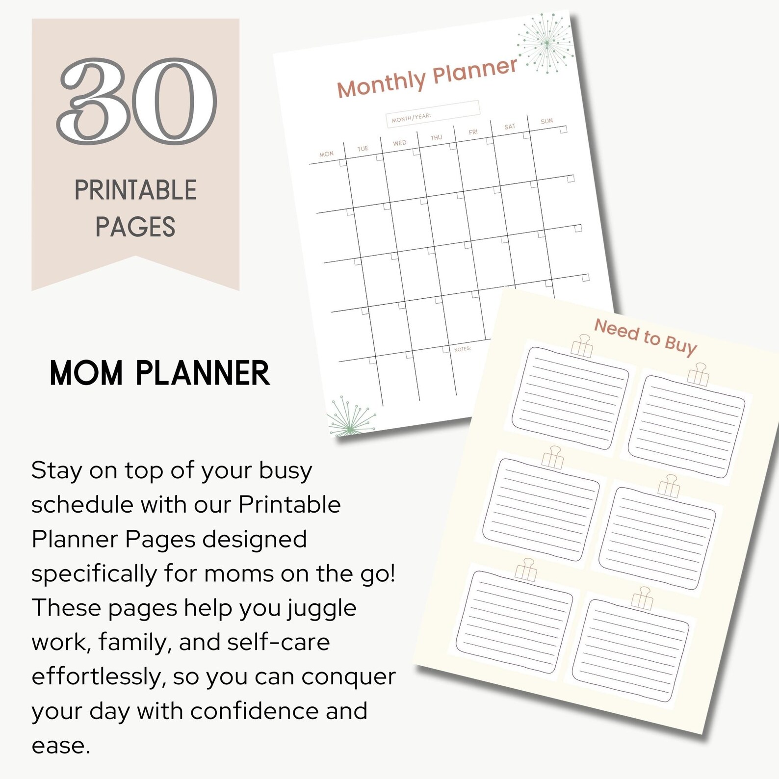 Busy Mom Planner Printable Household and Working Mom Planner for ...