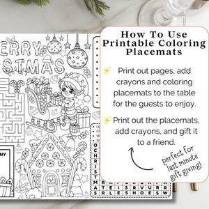 Printable Placemats Christmas Coloring Pages for Kids Holiday Themed ...