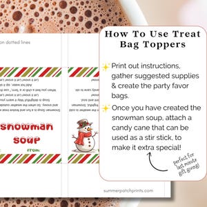 Printable Treat Bag Topper for Snowman Soup Party Favour Printable for ...
