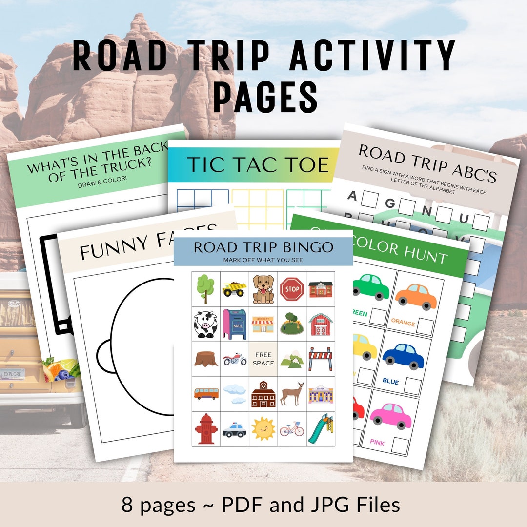 Road Trip Activity Pages, Printable Road Trip Games, Road Trip Activity ...
