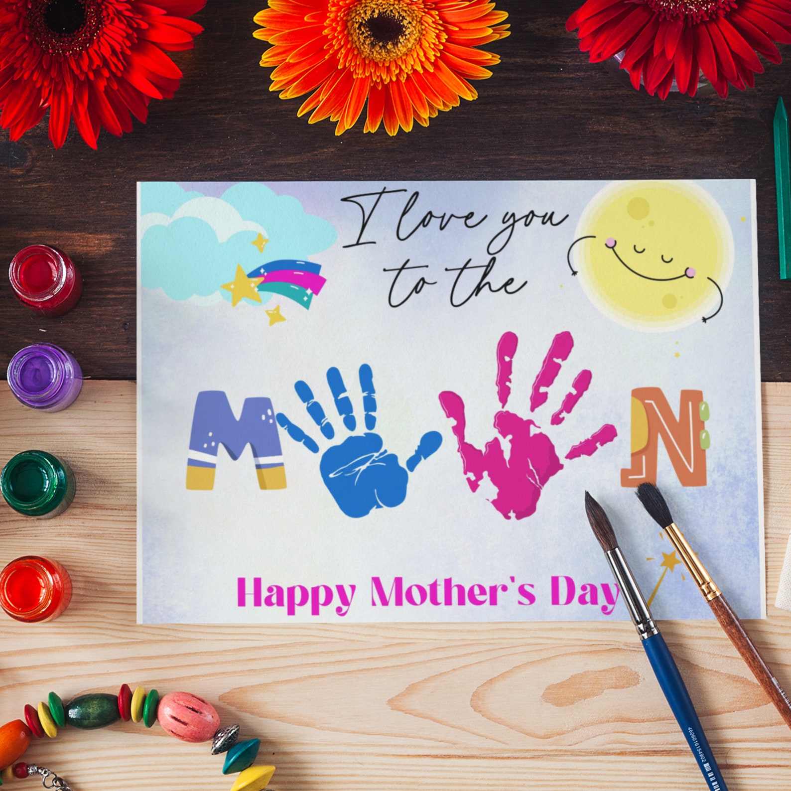 Printable Mother's Day Craft, Happy Mother's Day, Handprint Art, Kids ...