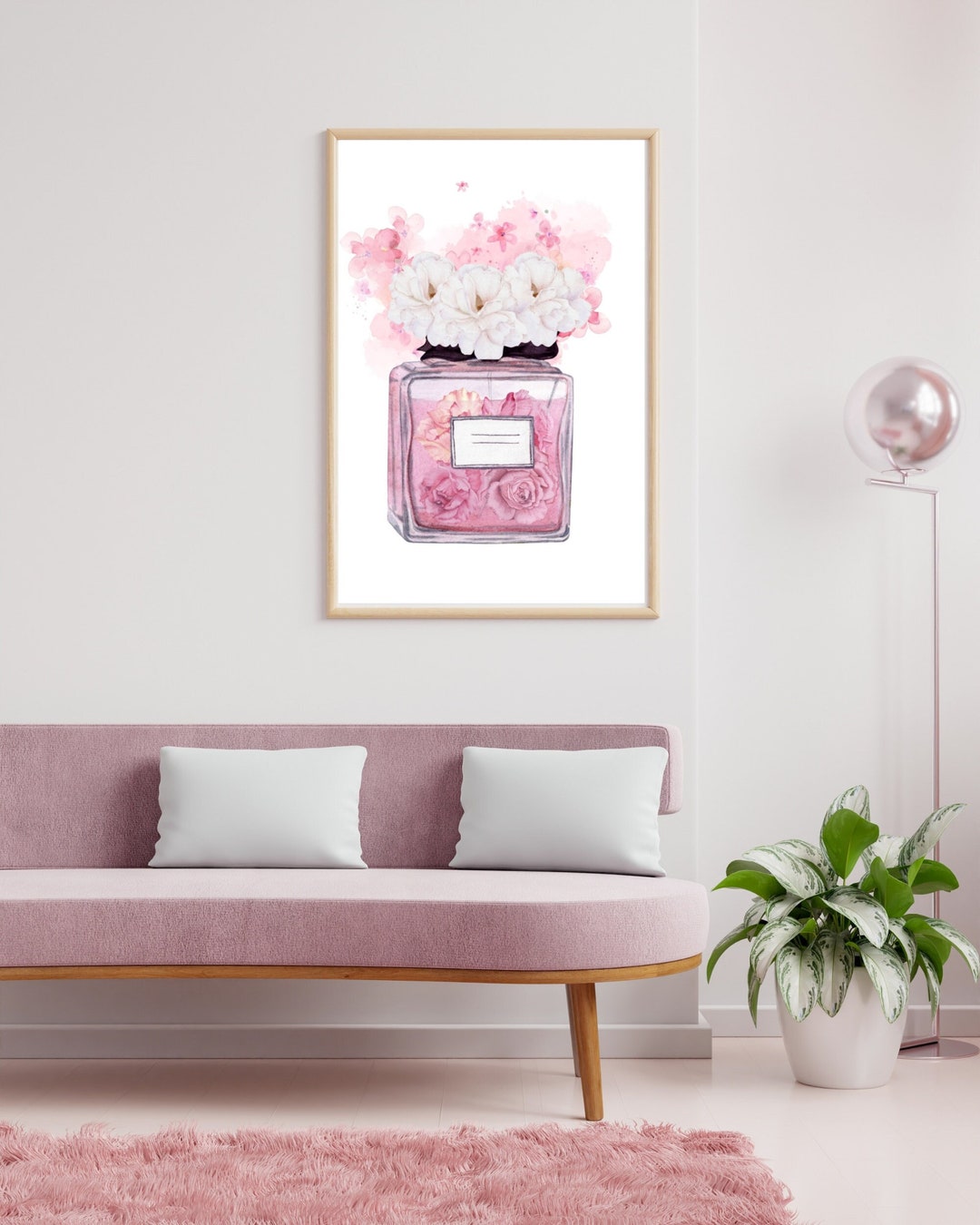 Perfume Bottle Poster Pink Wall Art Instant Download Digital Print Gift ...