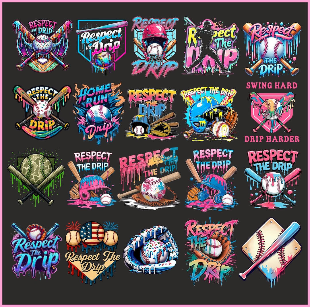 Baseball Drip PNG Bundle | Respect the Drip Sublimation Designs | 20 ...