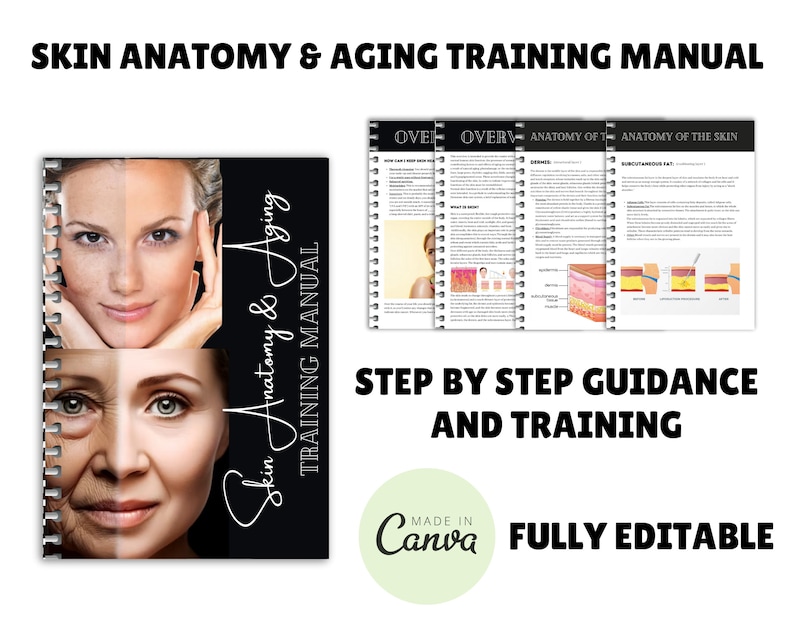 Skin Anatomy & Aging Printable Manual Template Training Manual Canva ...