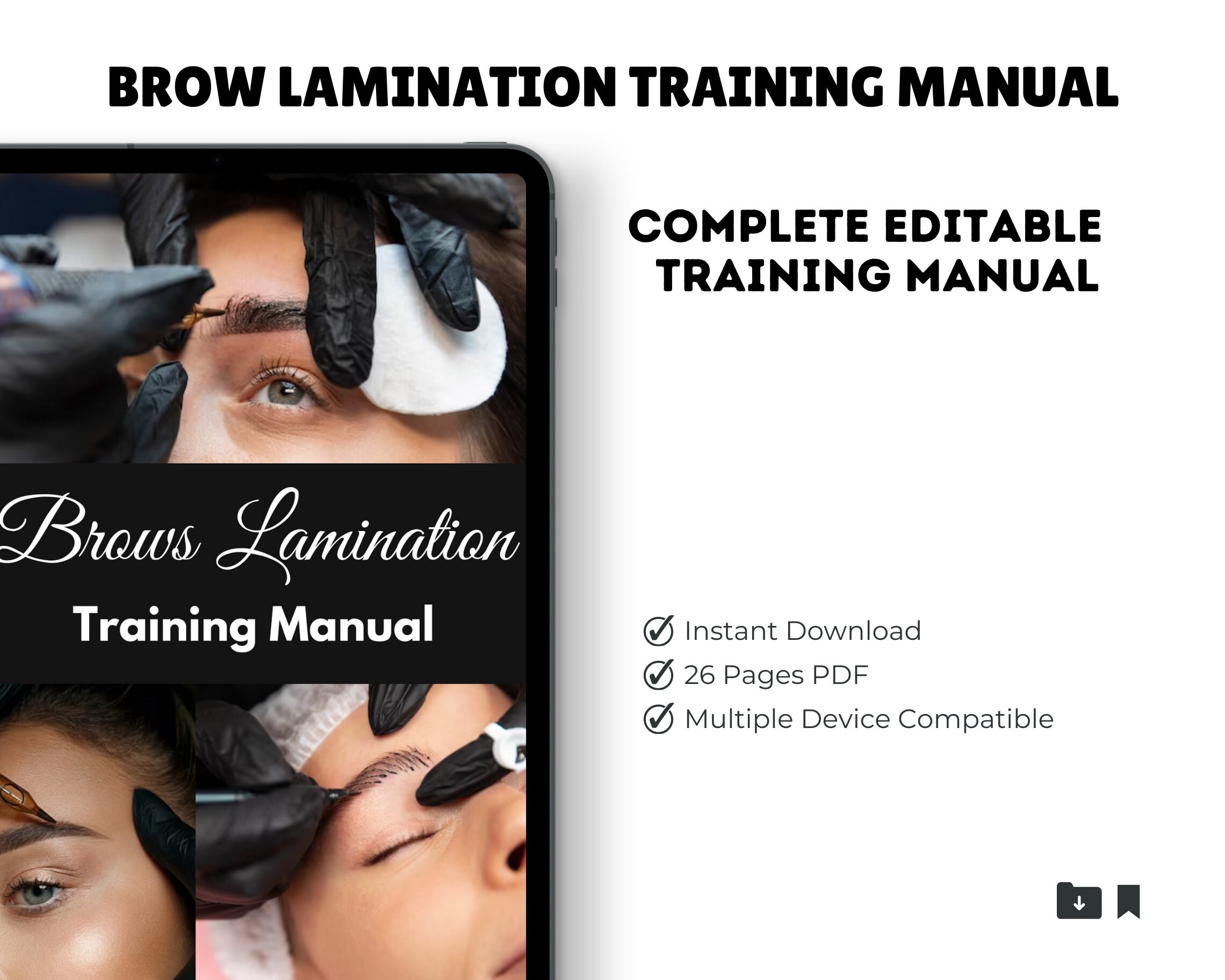 Brow Lamination Printable Manual Template Training Canva Editable Course Ebook Tutorial Lesson ...