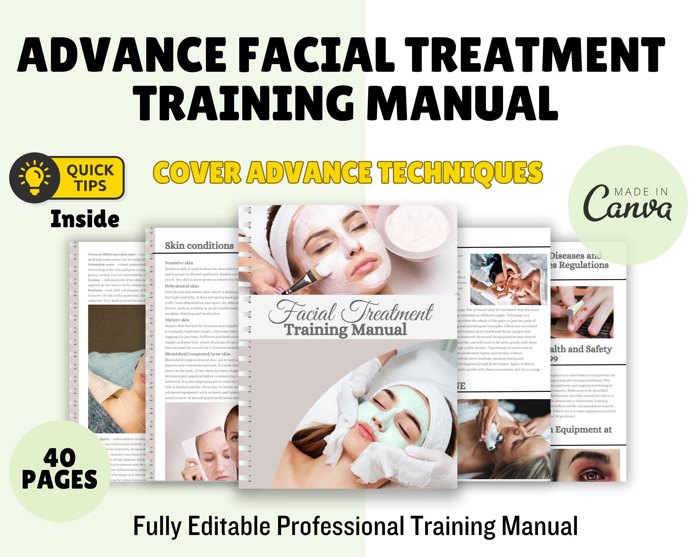 Facial Treatments Training Manual: Beauty Course Guide (canva Editable ...