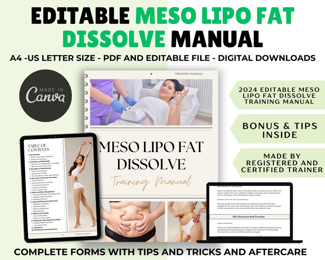 Fat Dissolve Training Manual: Hyaluron Pen Techniques, Editable Forms ...