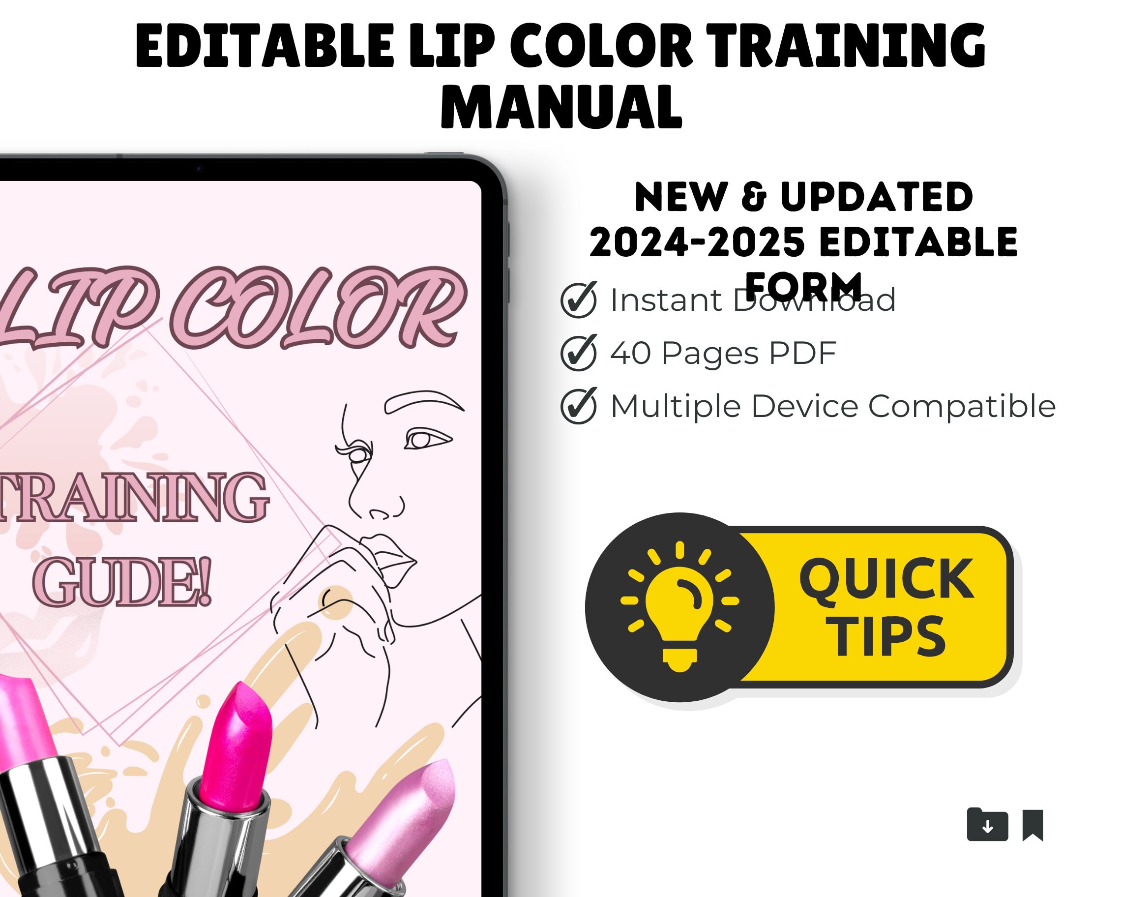 Editable Lip Blush, Lips Color Guide, Understand Lip Tattoo Coloring ...