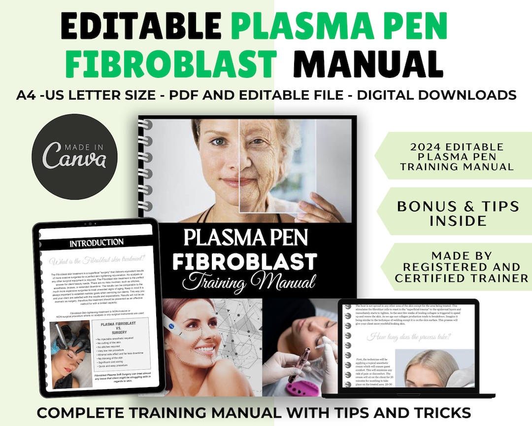 Plasma Fibroblast Printable Manual Template Training Facial Canva ...