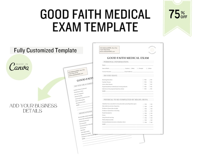 Good Faith Medical Exam Template, Aesthetic Injectables Laser Peel Good ...
