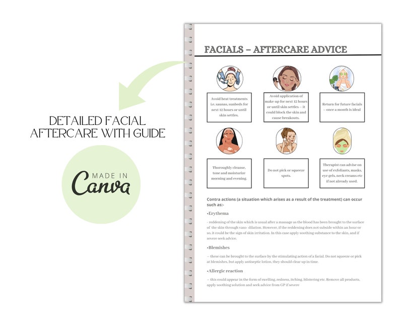 Facial Treatments Bible Printable Manual Template Training Facial Canva ...
