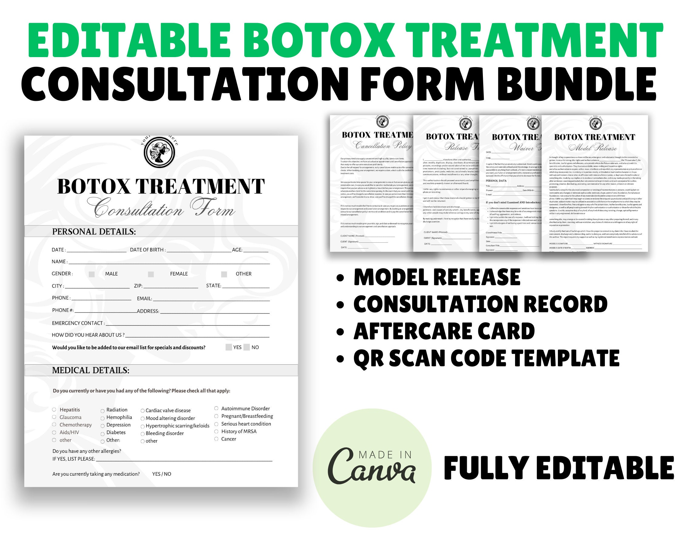 Botox and Filler Consultation Form, Botox Consent Form, Client Intake ...