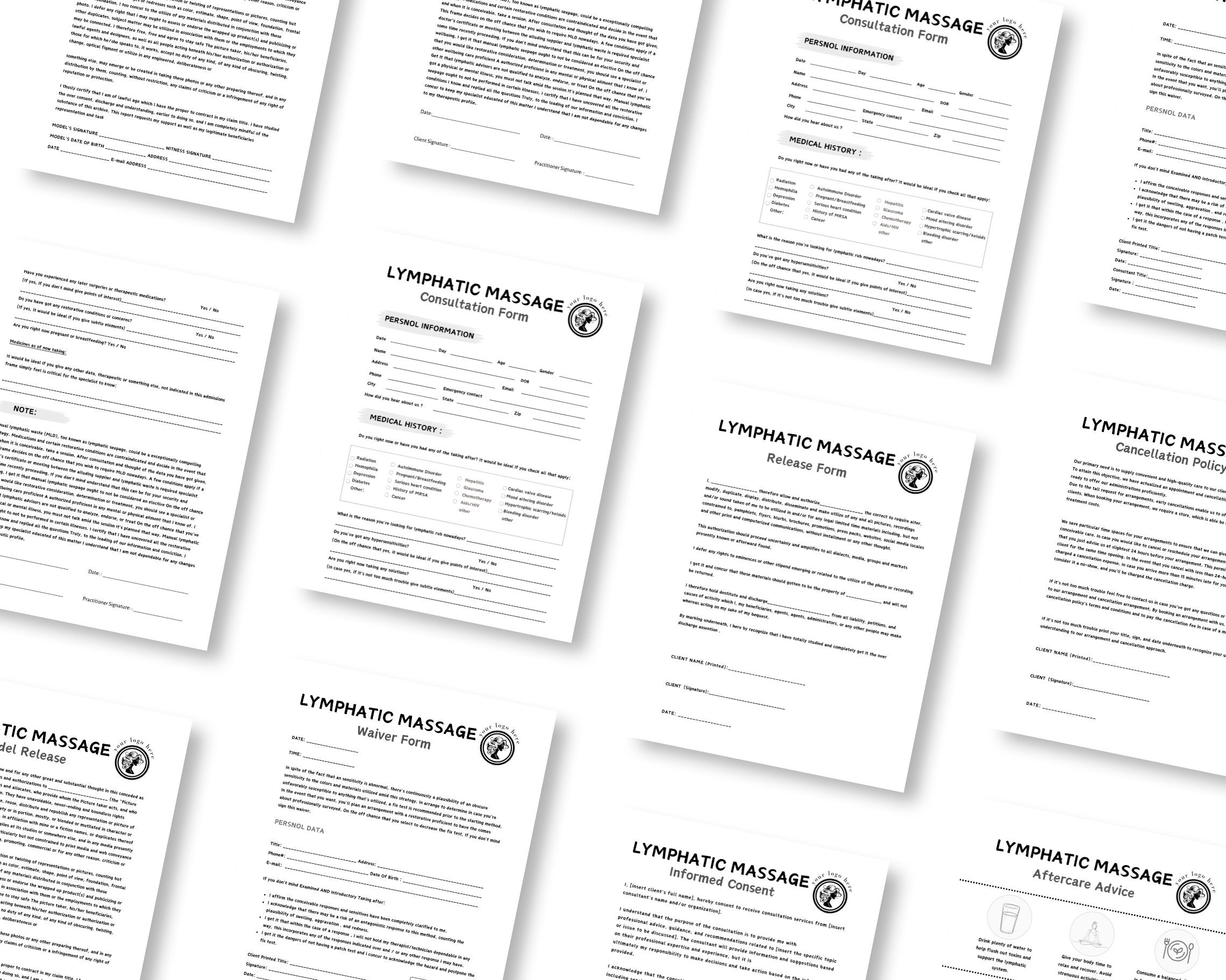 Editable Lymphatic Massage Intake Form, Lymphatic Drainage Form, Canva ...