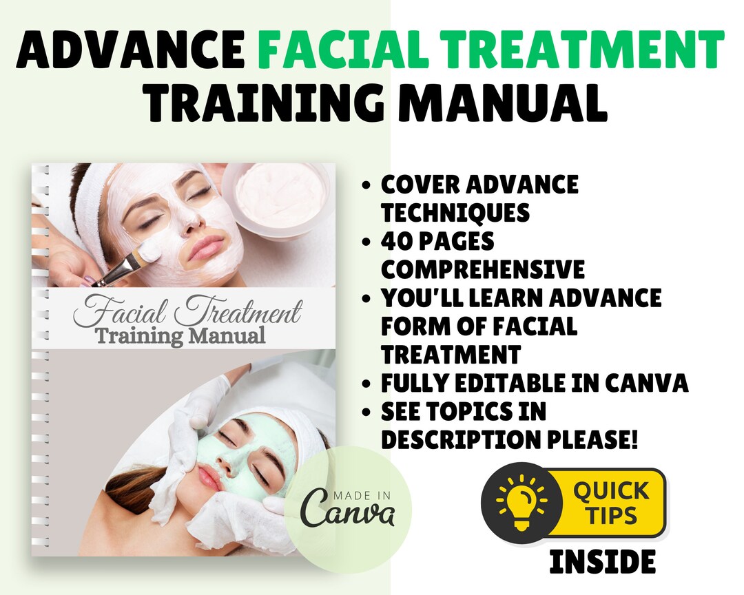 Facial Treatments Training Manual: Beauty Course Guide (canva Editable ...