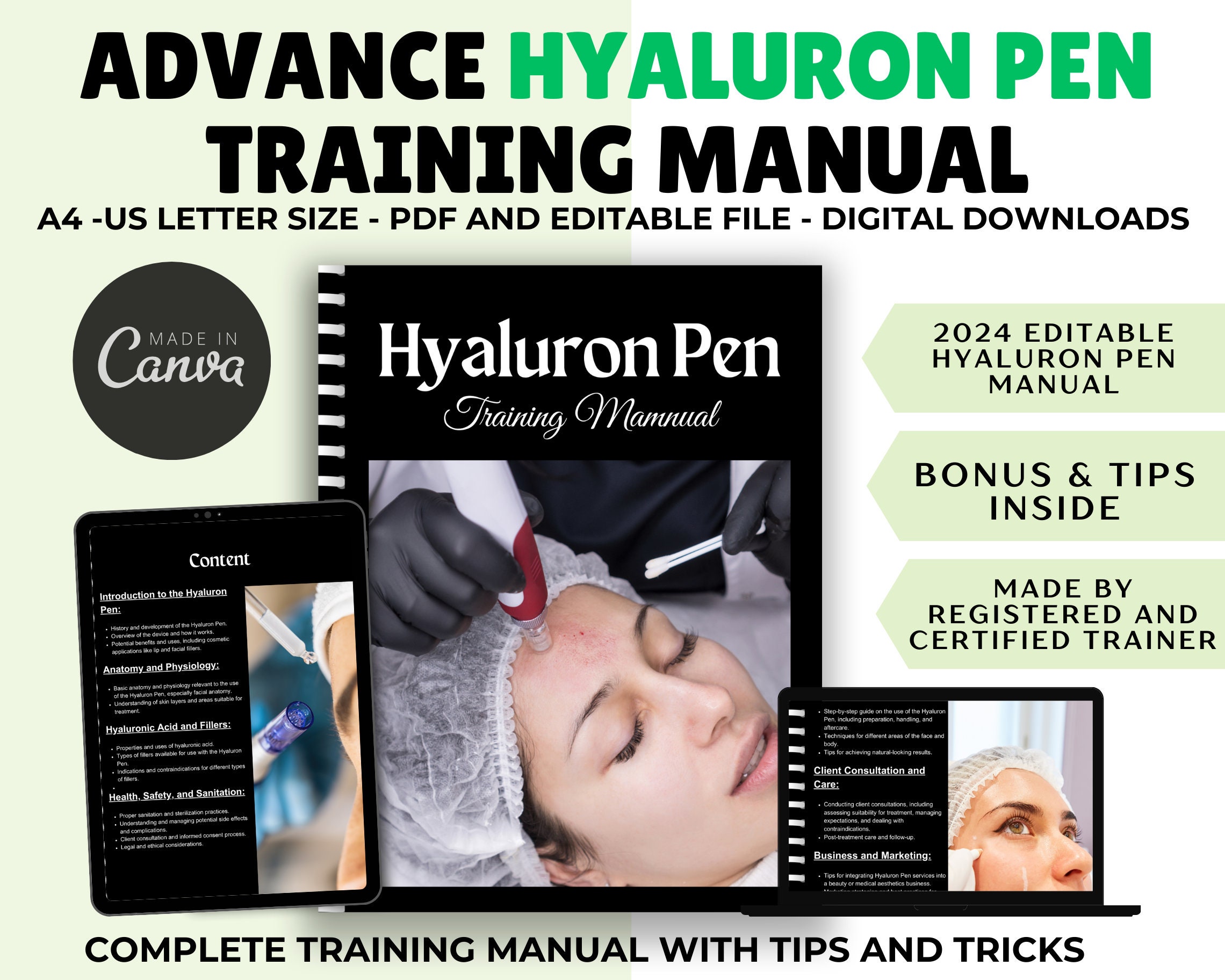 Hyaluron Pen Training Manual, Lip Mapping, Certificates, Diploma, Fat ...