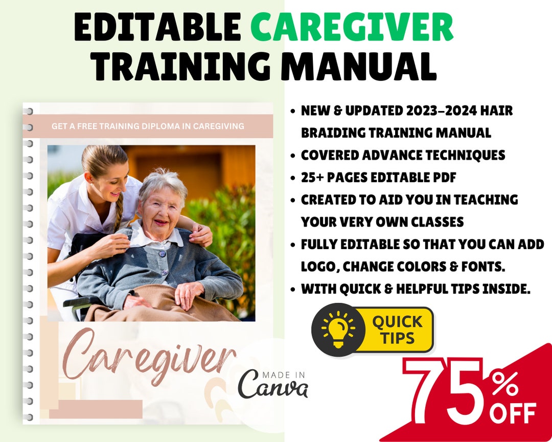 Caregiving Training Manual: Home Care Aide Course (editable in Canva ...