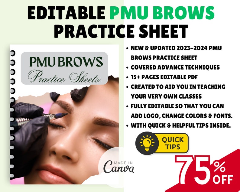 Microblading Brow Patterns, Hair Strokes Practice, Transition Patterns ...