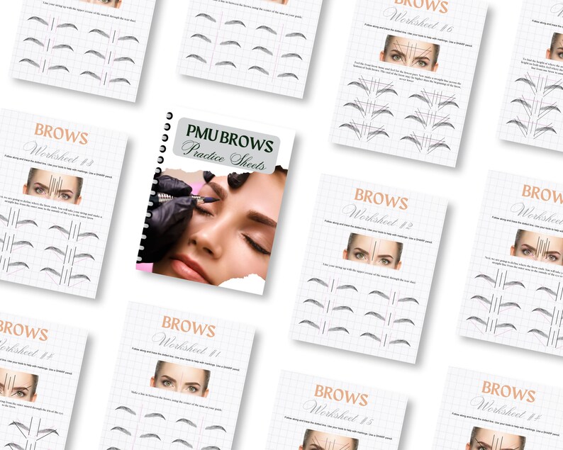 Microblading Brow Patterns, Hair Strokes Practice, Transition Patterns ...