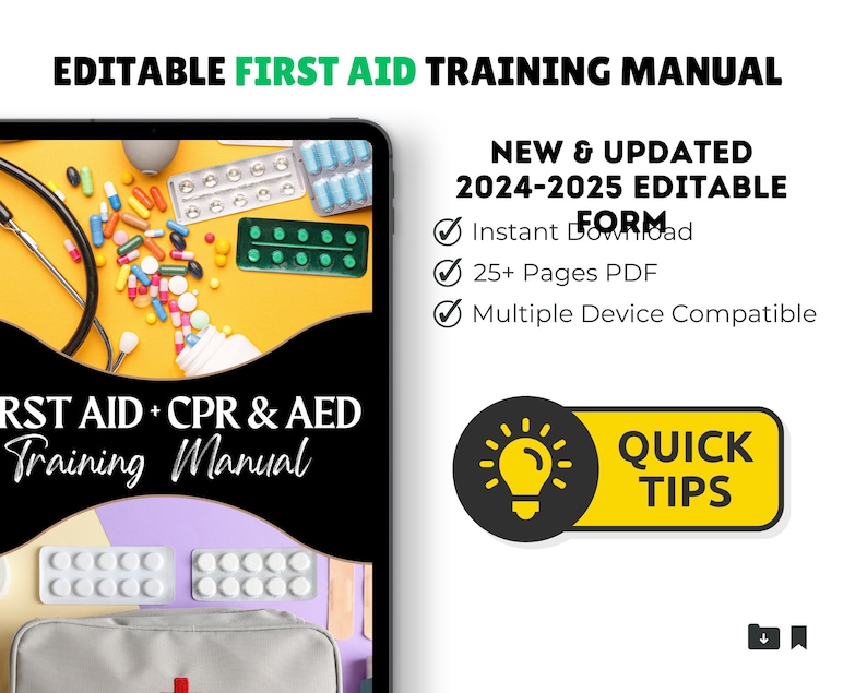 First Aid CPR AED Training Manual: Editable Canva Template (digital ...
