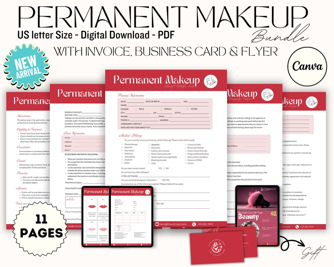 Editable Permanent Makeup Forms PMU Consent Form Esthetician - Etsy