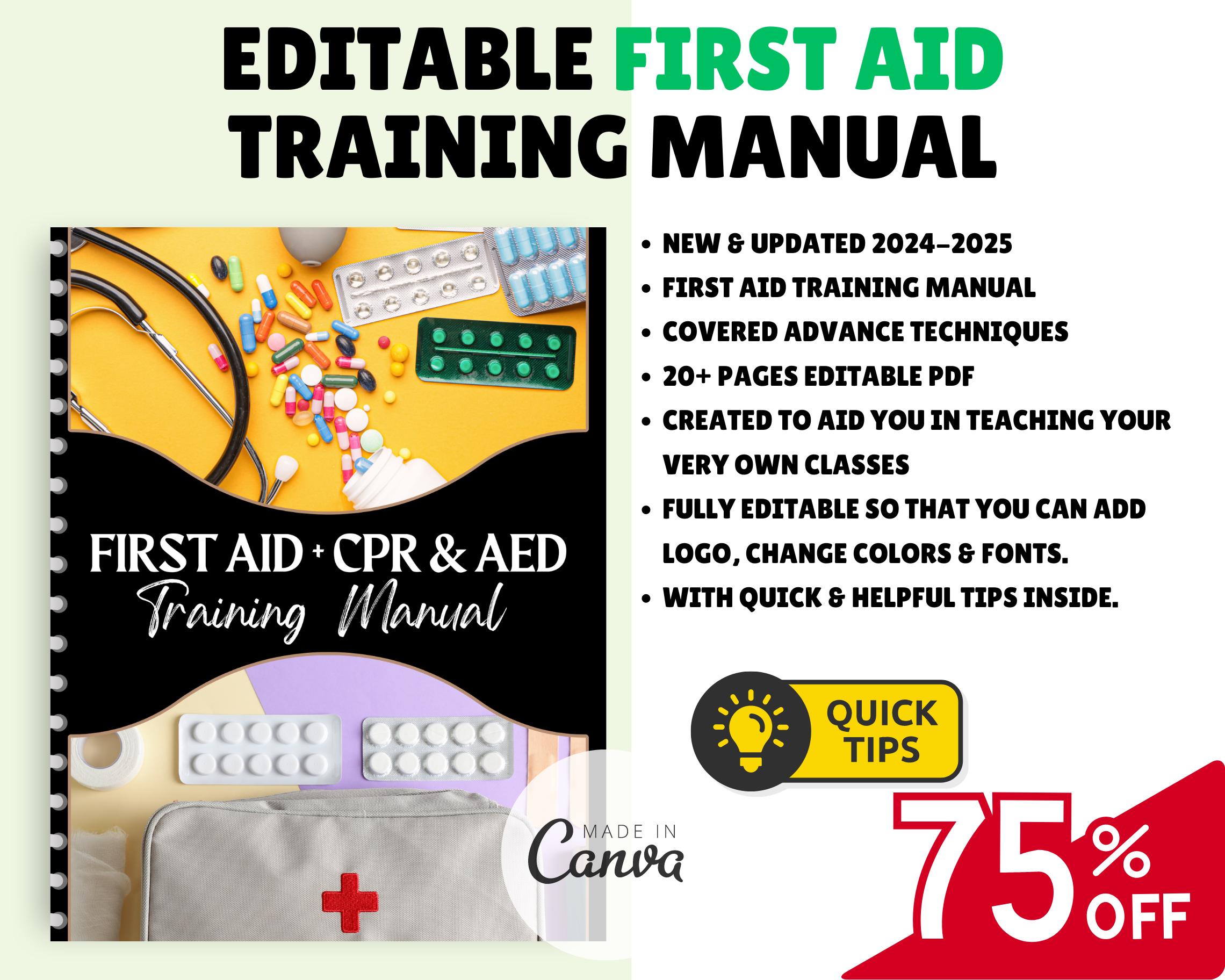 First Aid CPR AED Training Manual: Editable Canva Template (digital ...