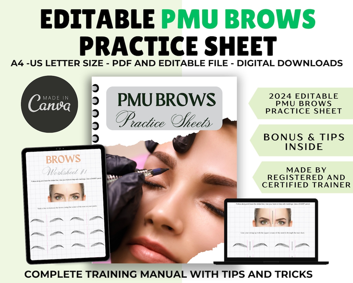 Microblading Brow Patterns, Hair Strokes Practice, Transition Patterns ...