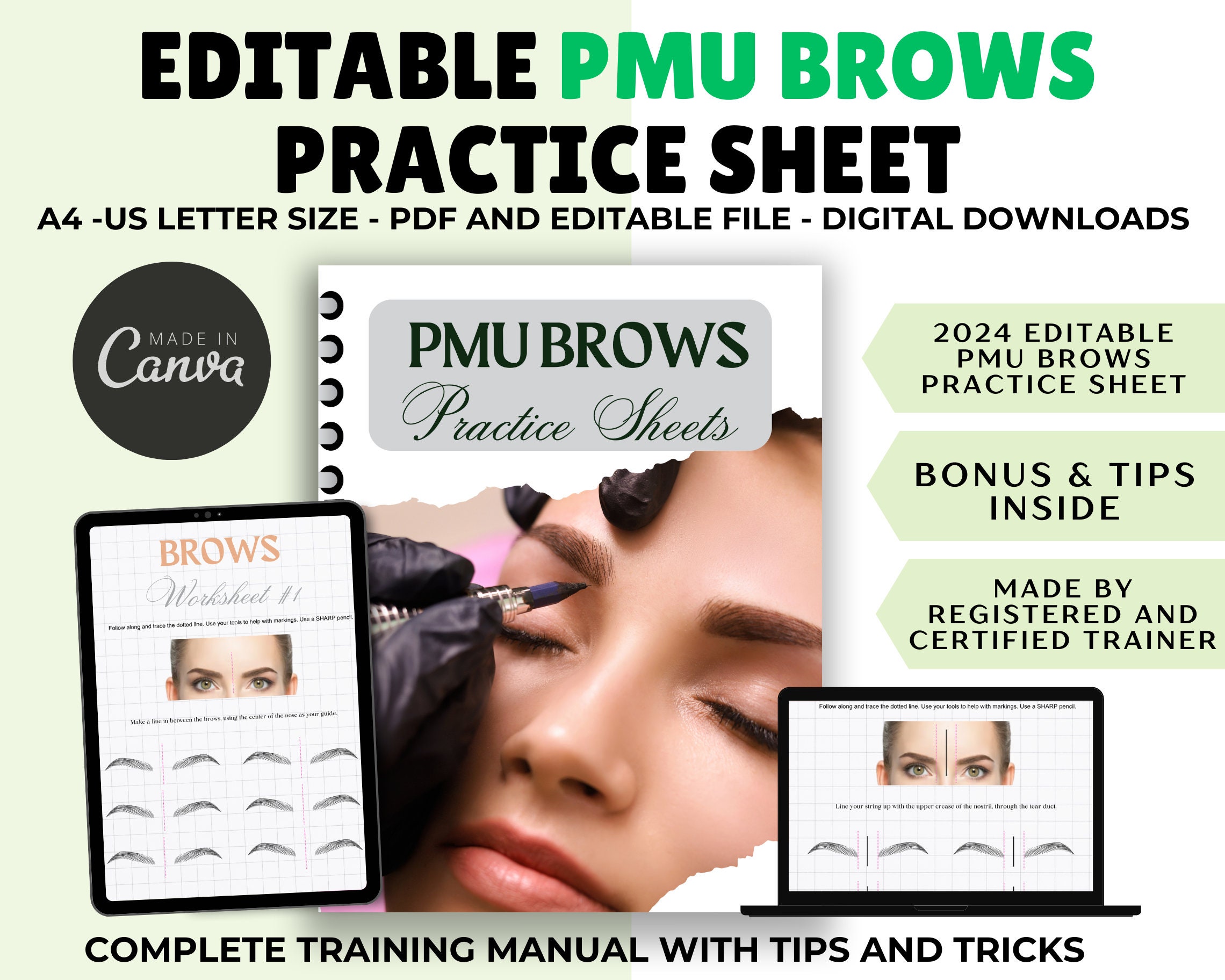 Microblading Brow Patterns, Hair Strokes Practice, Transition Patterns ...