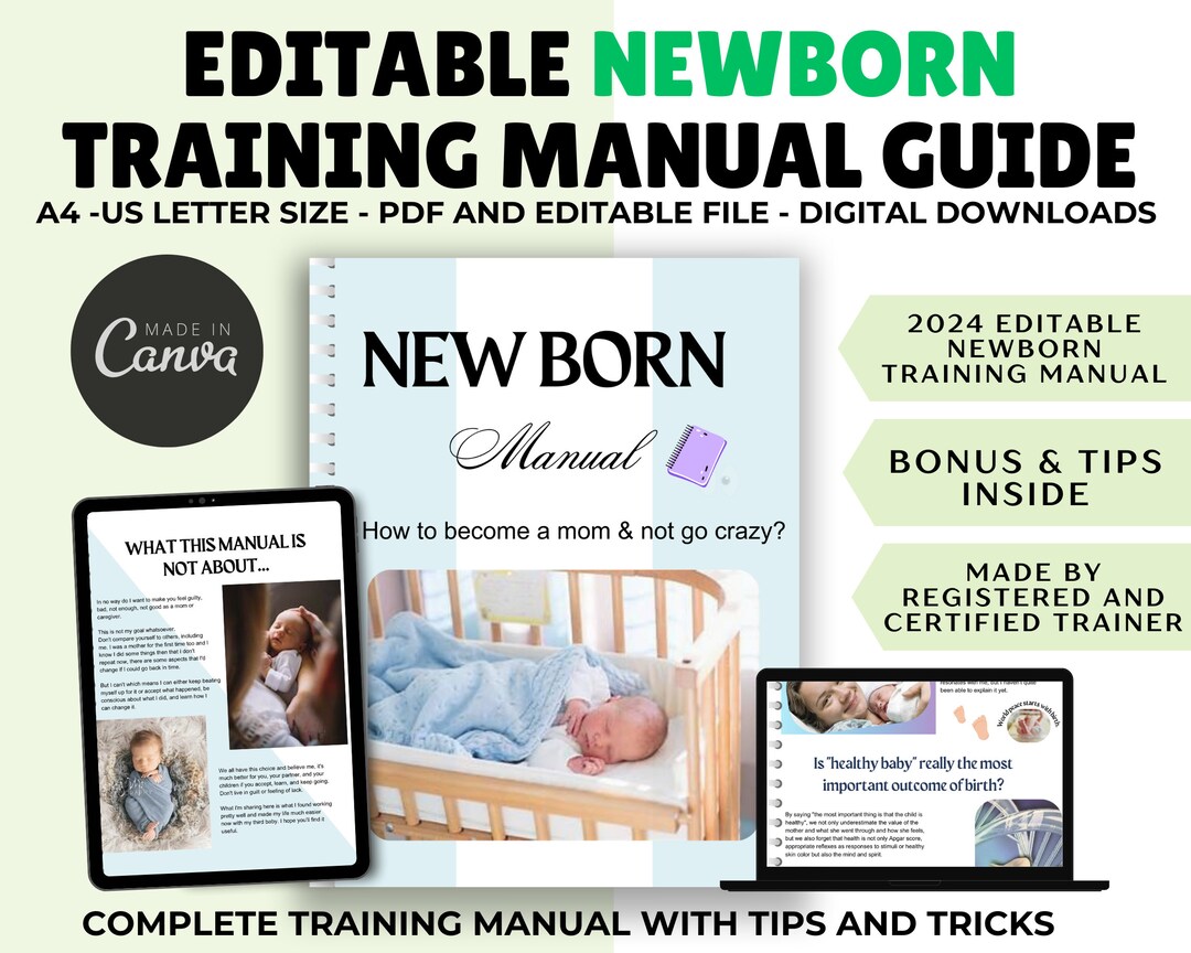 Newborn Care Training Manual: Baby Education, Doula Handouts (edit in ...