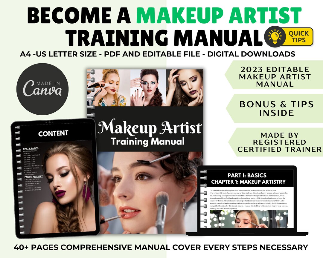 MUA Manual, Makeup Training Manual, Makeup Artist Training Guide ...