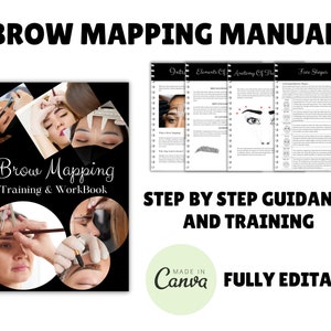 Brow Mapping Printable Manual Template Training Eyebrow Design Canva Editable Course Ebook ...