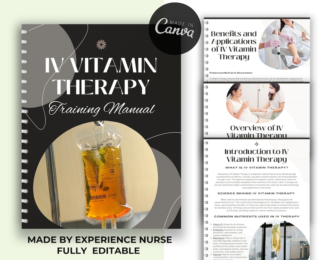 IV Vitamin Therapy Training Manual: Editable Guide (canva) - Etsy