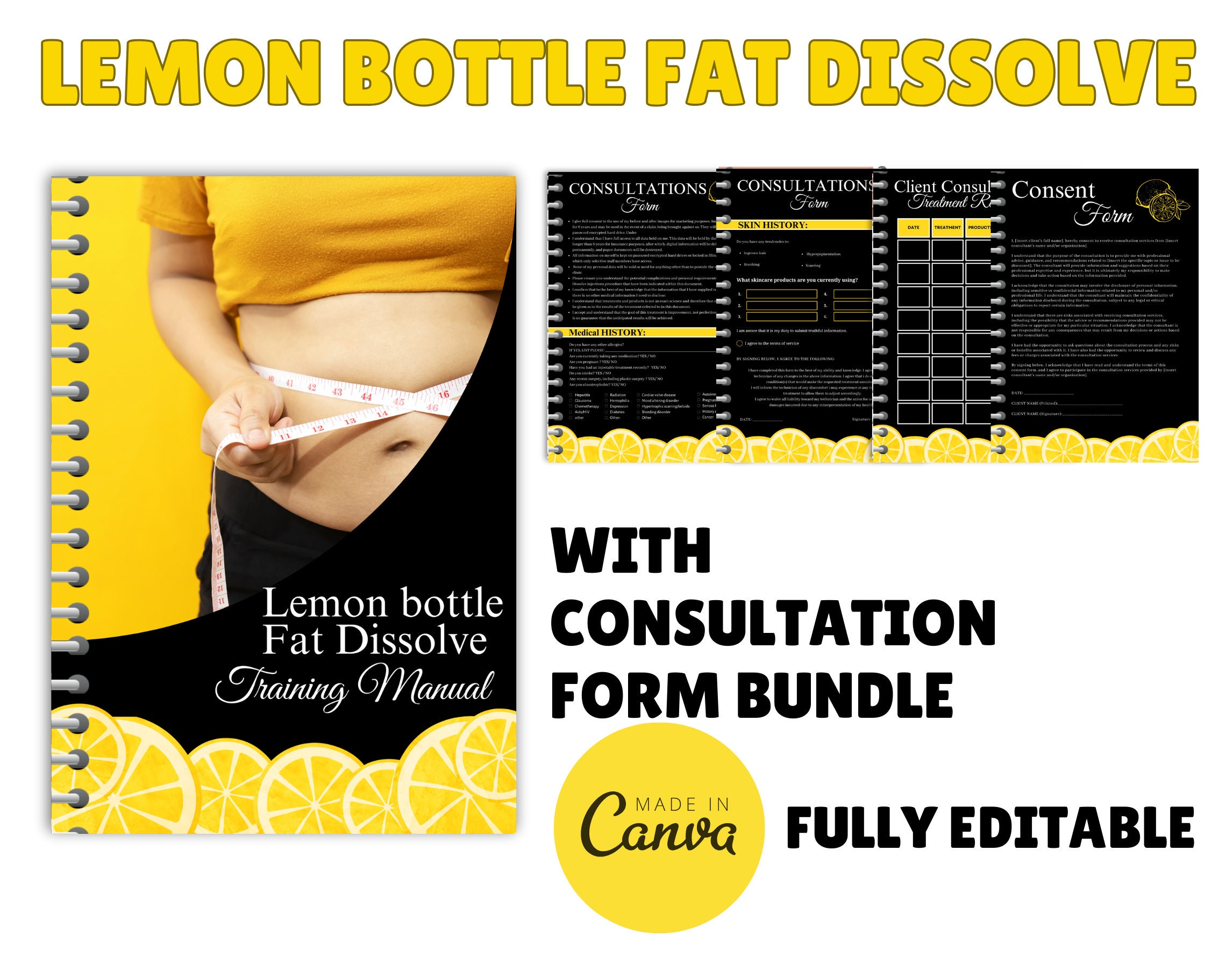 Lemon Bottle Fat Dissolve Training Manual: Editable Lipolysis Guide ...