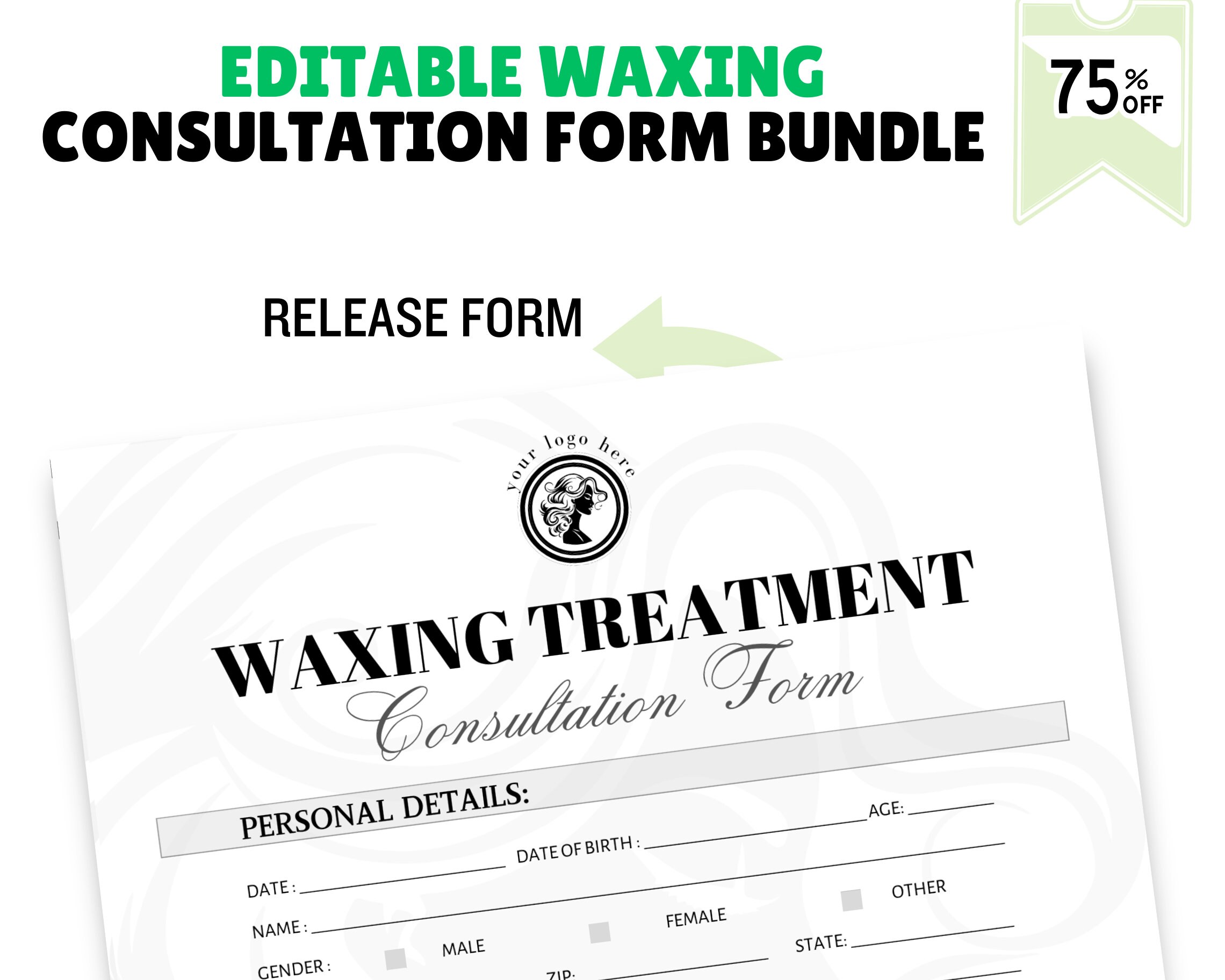Waxing Consent Forms, Waxing Treatment Templates Bundle, Editable ...