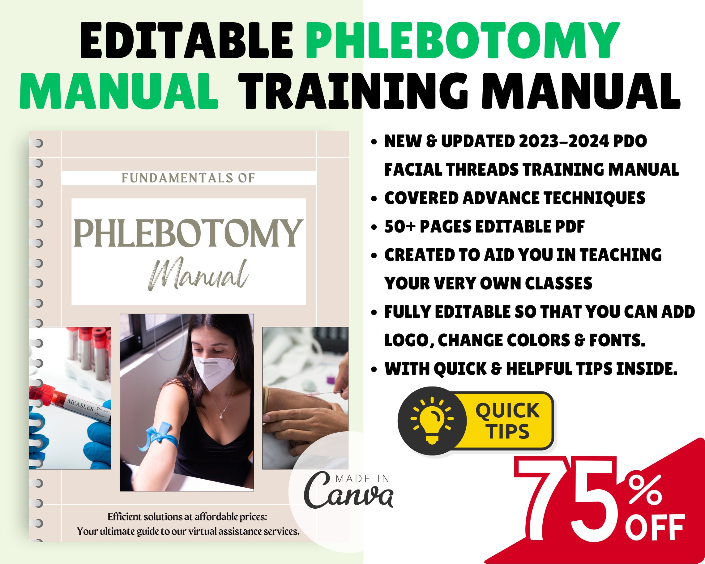 Phlebotomy Training Manual: Editable Beauty Training Resources (canva ...