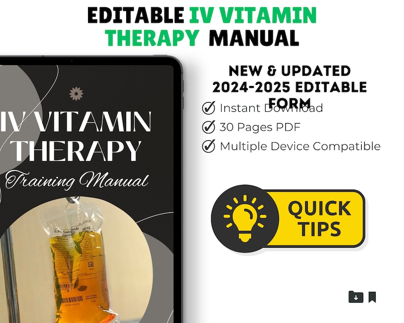 IV Vitamin Therapy Training Manual: Editable Guide (canva) - Etsy
