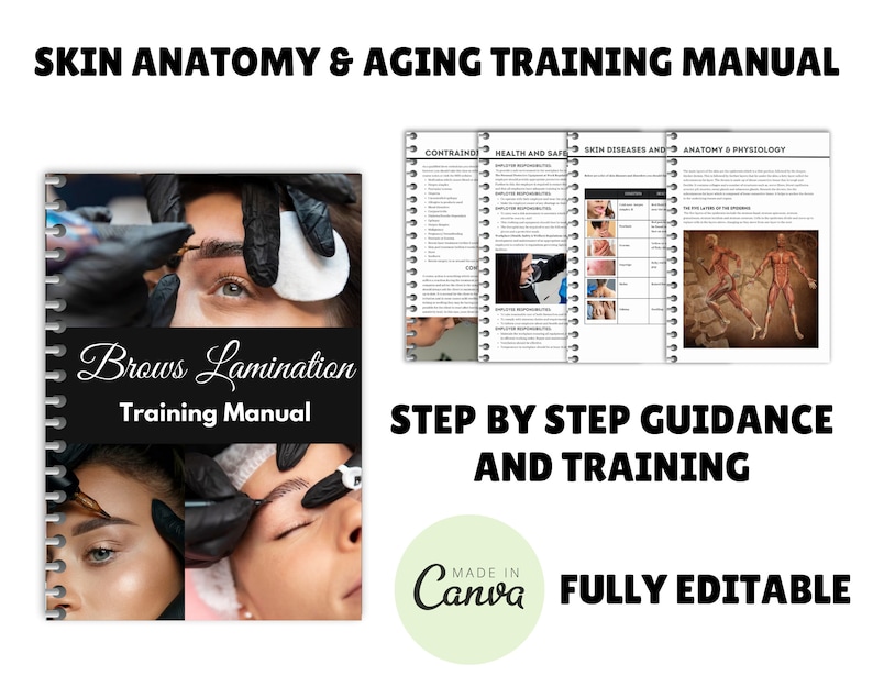 Brow Lamination Printable Manual Template Training Canva Editable Course Ebook Tutorial Lesson ...