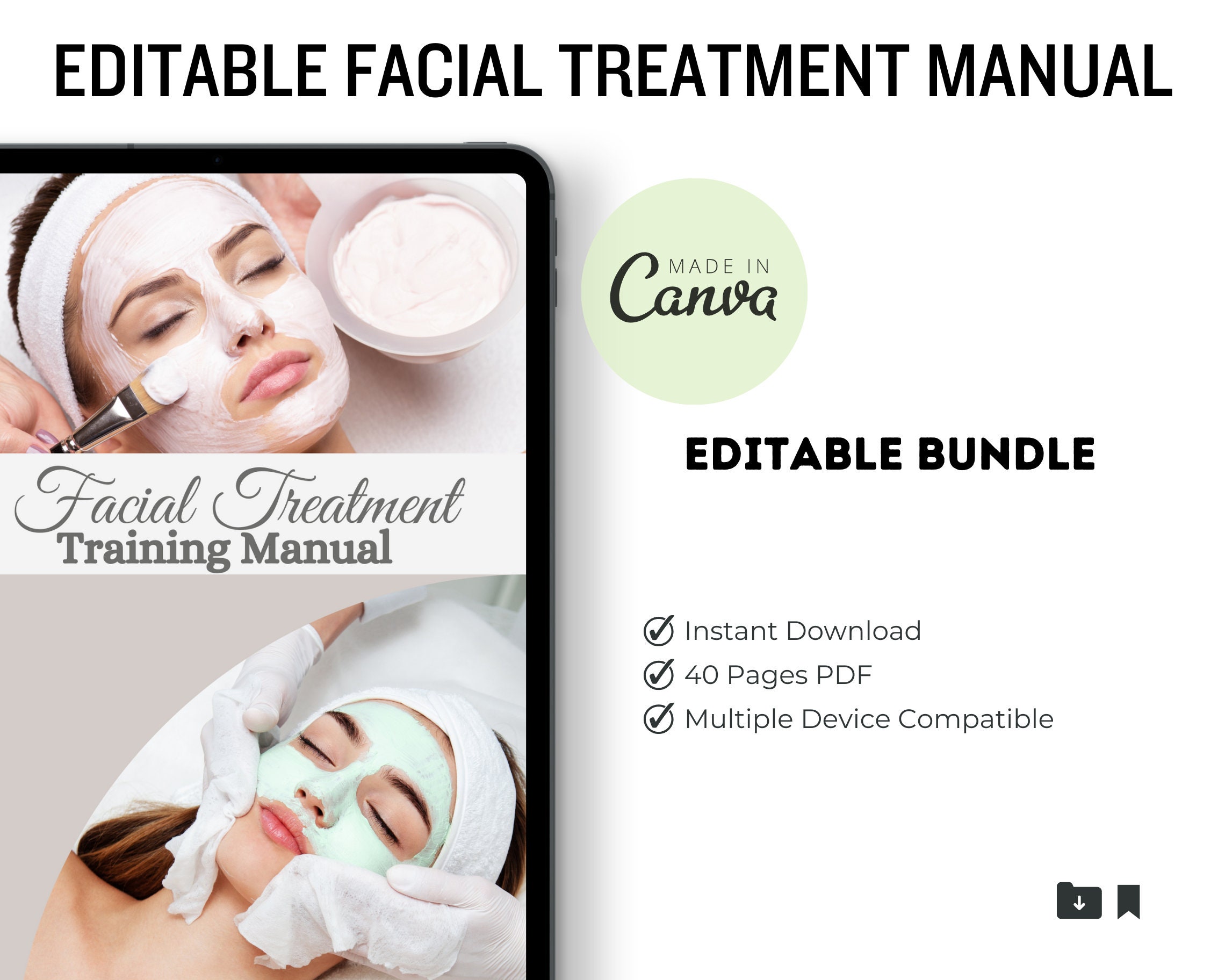 Facial Treatments Training Manual: Beauty Course Guide (canva Editable ...