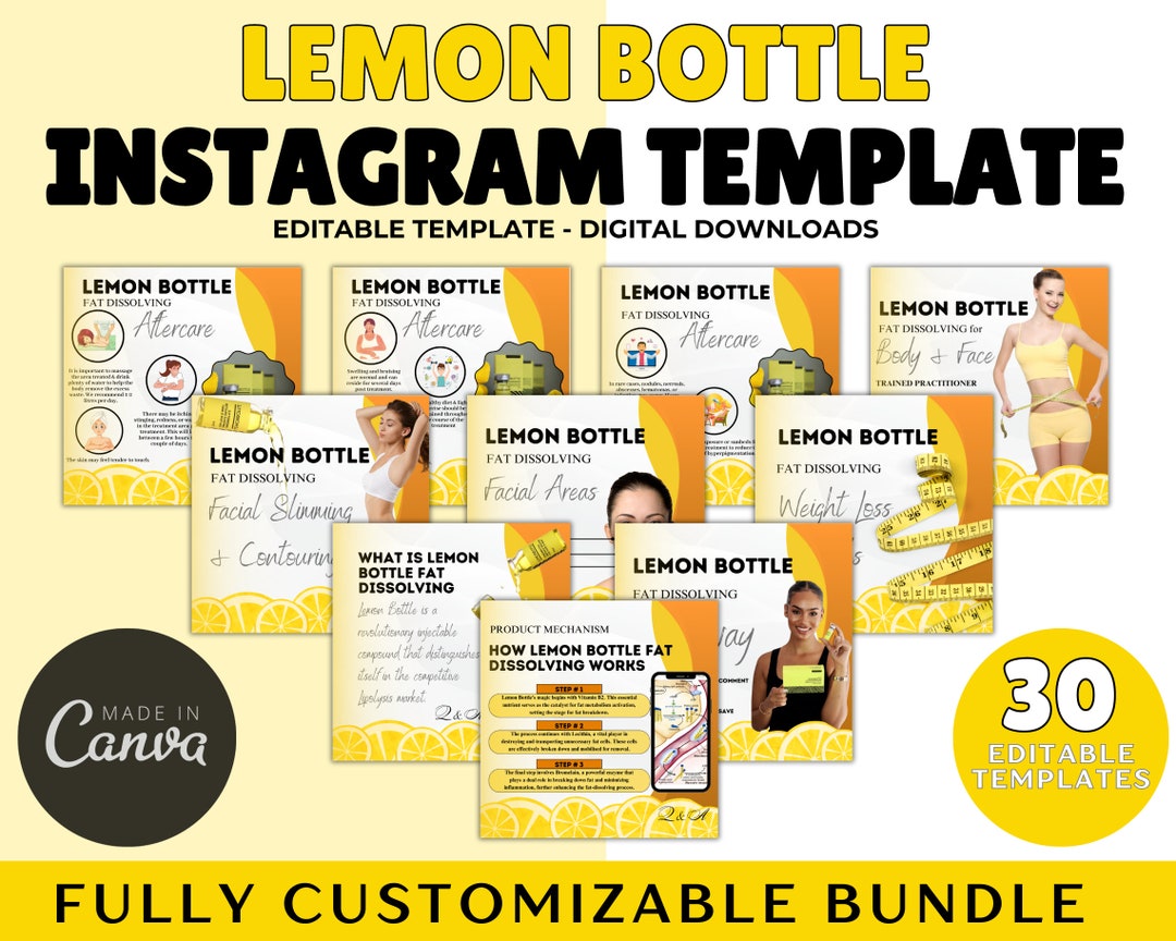 LEMON BOTTLE Fat Dissolving Social Media Templates / Lemon Bottle Post ...