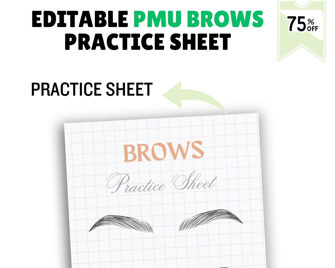 Microblading Brow Patterns, Hair Strokes Practice, Transition Patterns ...