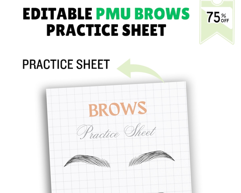 Microblading Brow Patterns, Hair Strokes Practice, Transition Patterns ...
