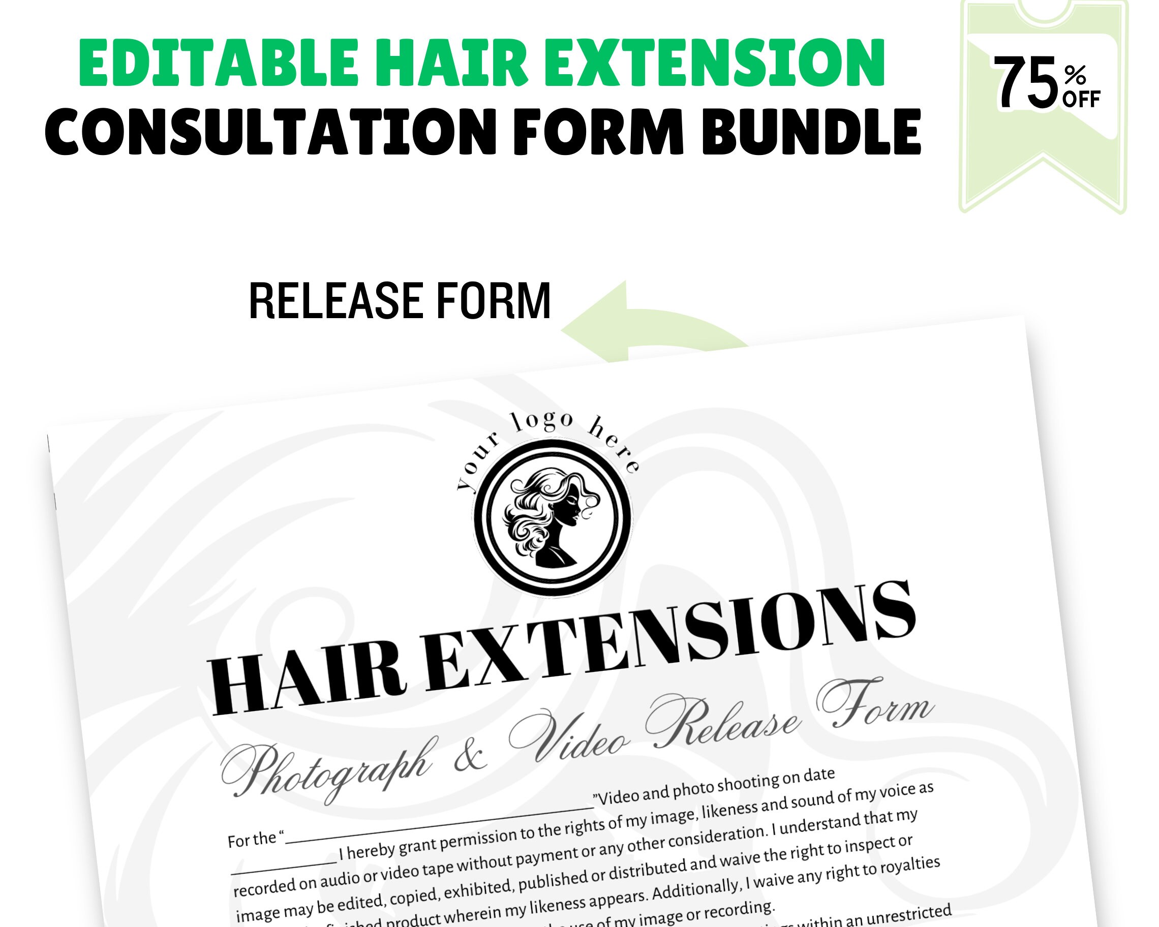 Editable Hair Extensions Forms: Contract, Consultation, Aftercare ...