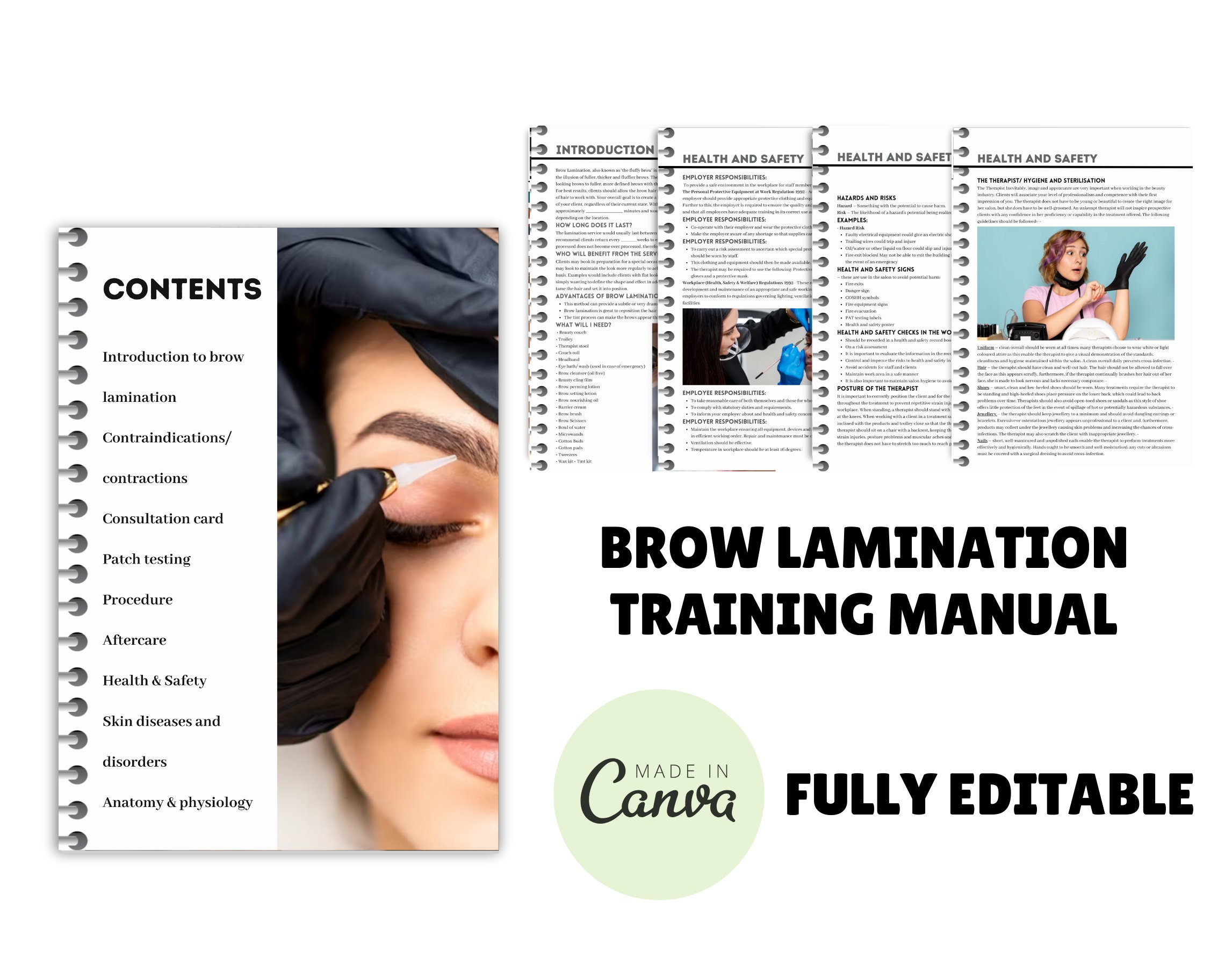 Brow Lamination Printable Manual Template Training Canva Editable Course Ebook Tutorial Lesson ...