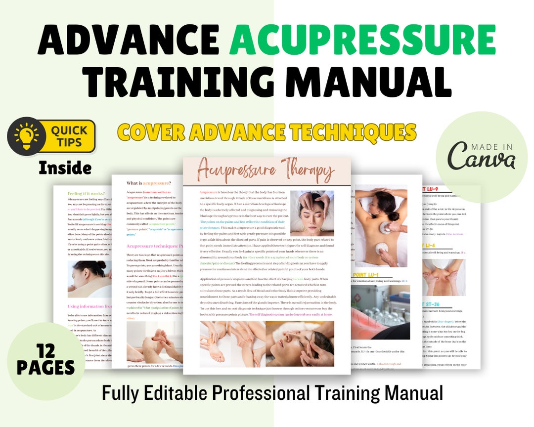 Editable Acupressure Training Manual, Reflexology Manual, Acupuncture ...