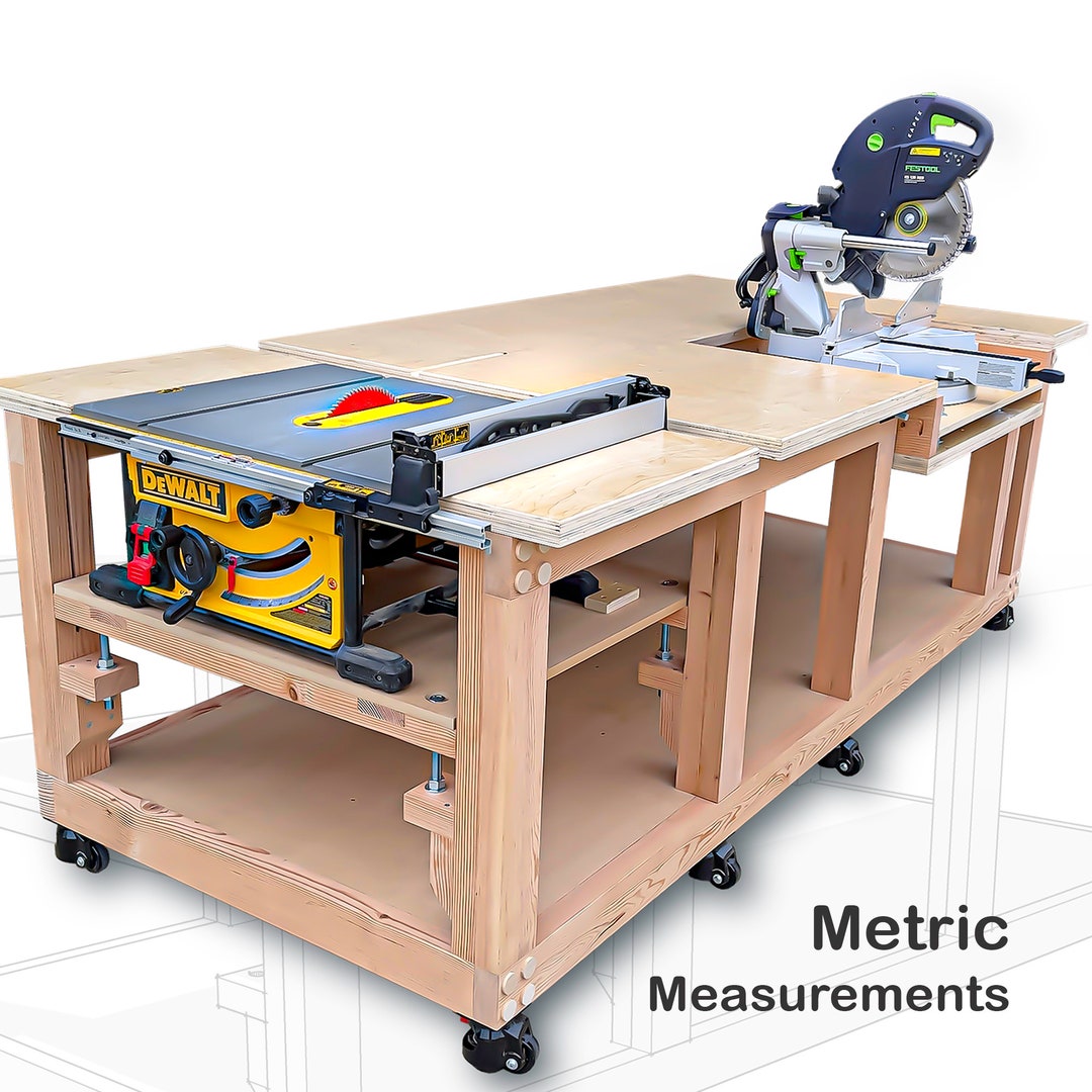 Table Saw Miter Saw WORKBENCH Plan Metric - Etsy