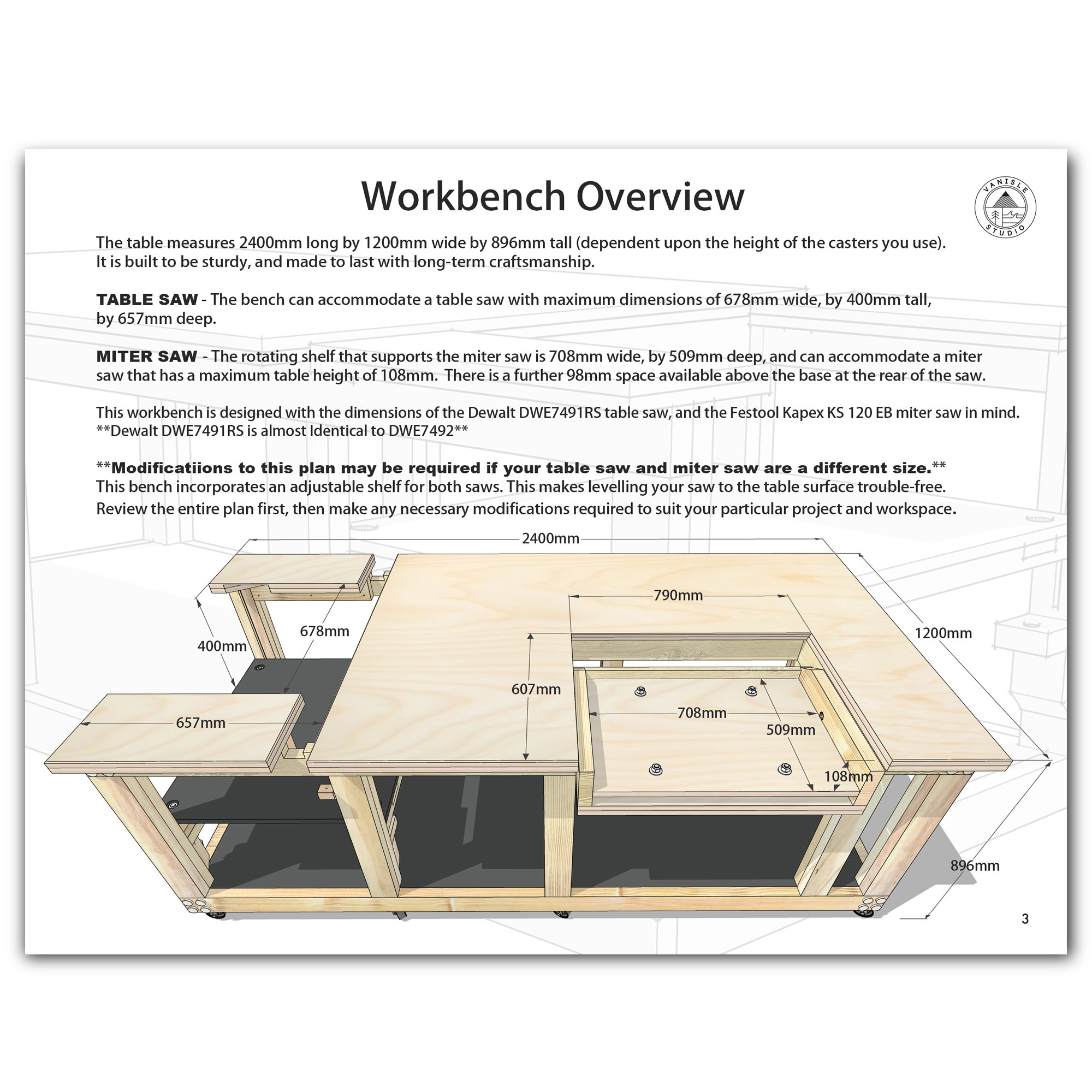Table Saw Miter Saw WORKBENCH Plan - Etsy