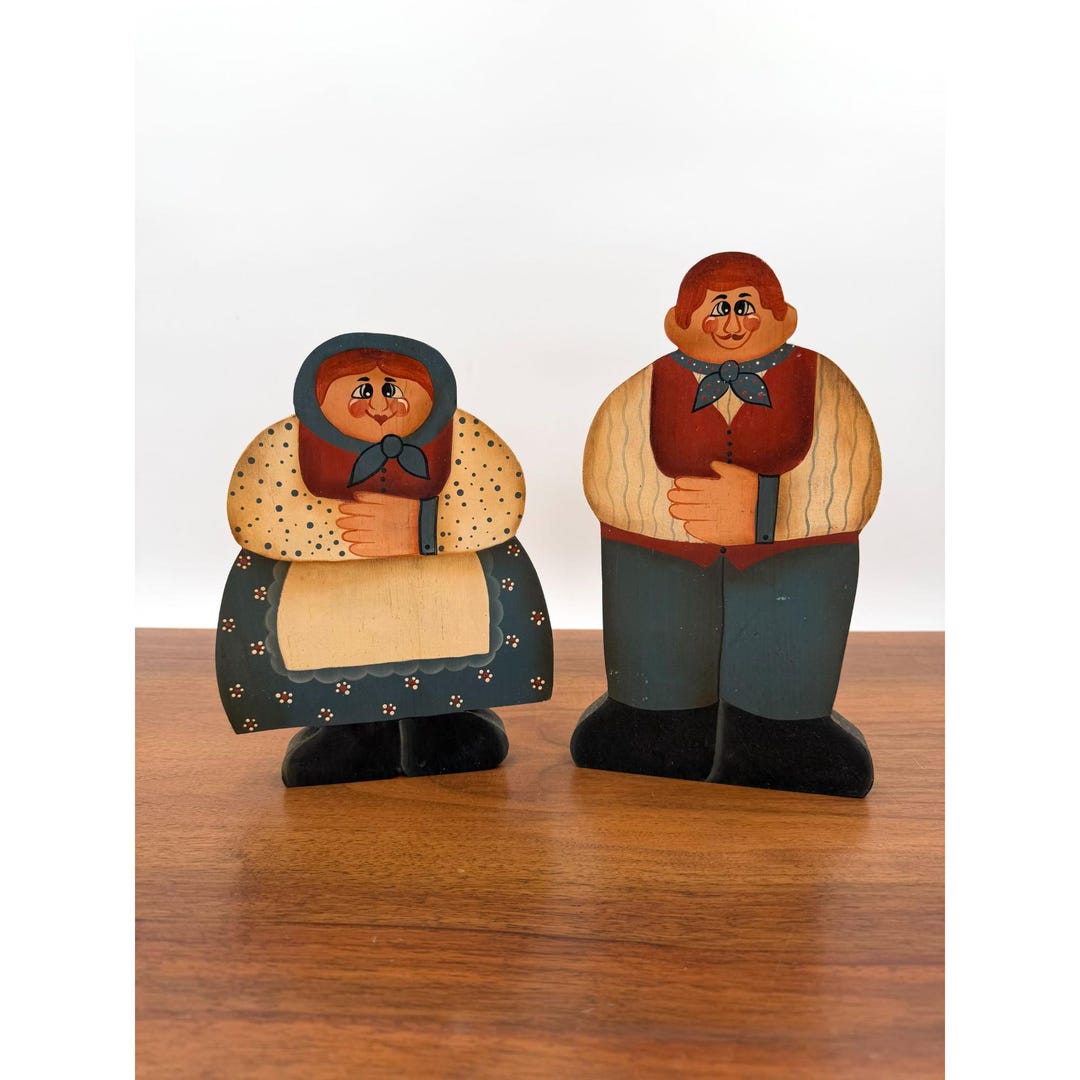 Vintage Folk Art Mom and Pop - Etsy